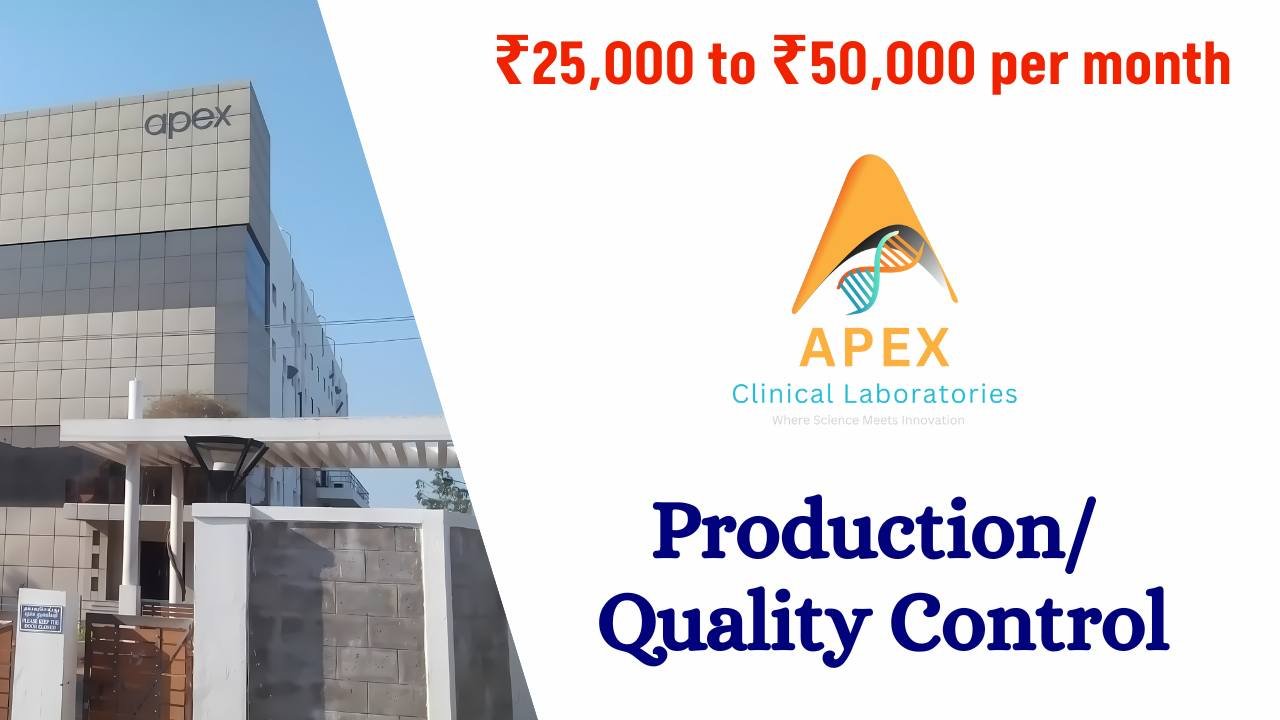 25k to ₹50k] Apex Laboratories Hiring for Production/ Quality Control