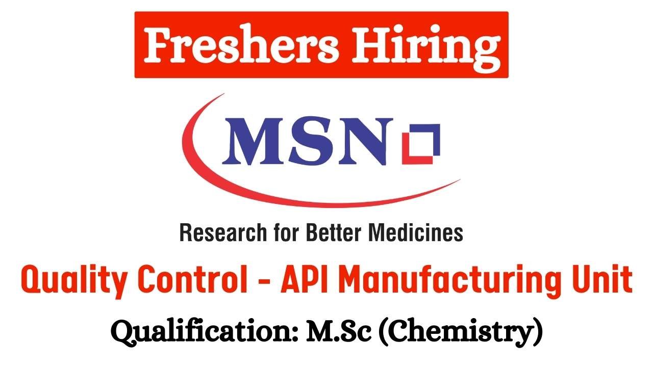 [FRESHER] MSN Lab Hiring for Quality Control - M.Sc