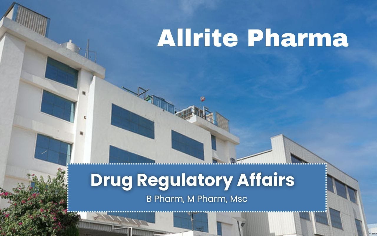 Drug Regulatory Affairs Opportunities at Allrite Pharma