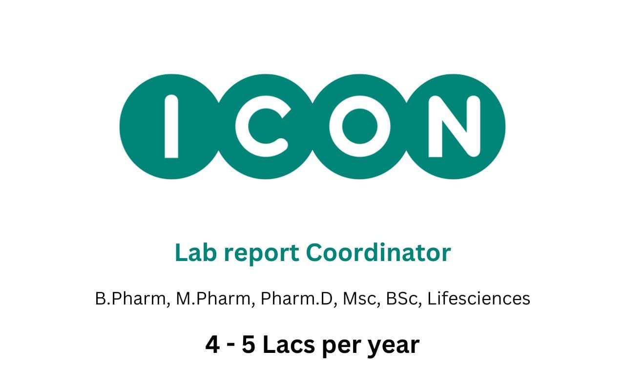 Icon Plc hiring Lab report Coordinator