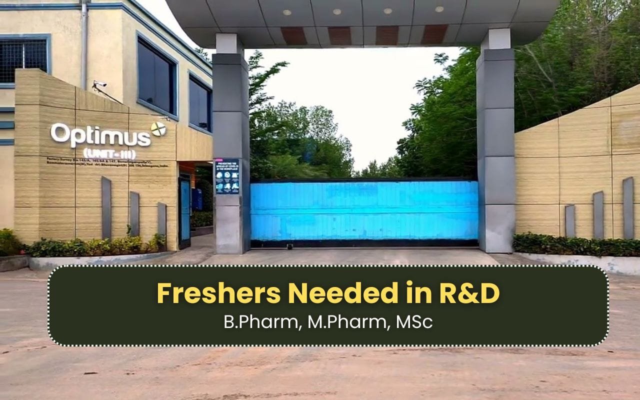 Freshers Job Opportunity: R&D - API at Optimus Drugs