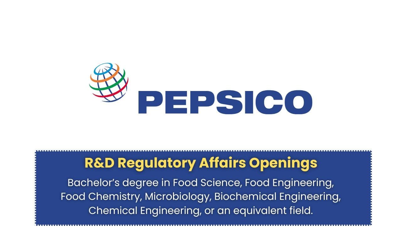 Pepsico Hiring R&D Regulatory Affairs