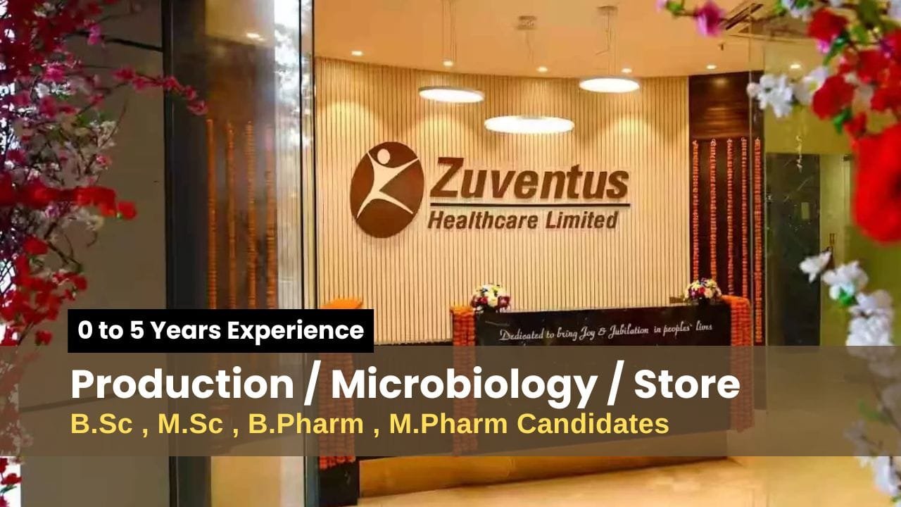Zuventus Healthcare Hiring for B.Sc , M.Sc , B.Pharm , M.Pharm Candidates