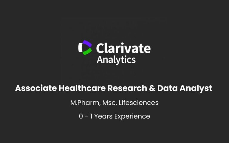 Associate Healthcare Research & Data Analyst Job For Freshers at Clarivate