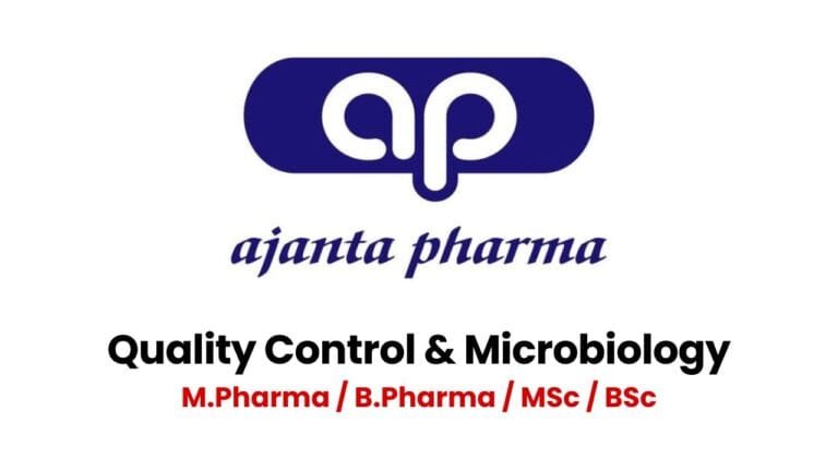 Ajanta Pharma Hiring for Quality Control & Microbiology