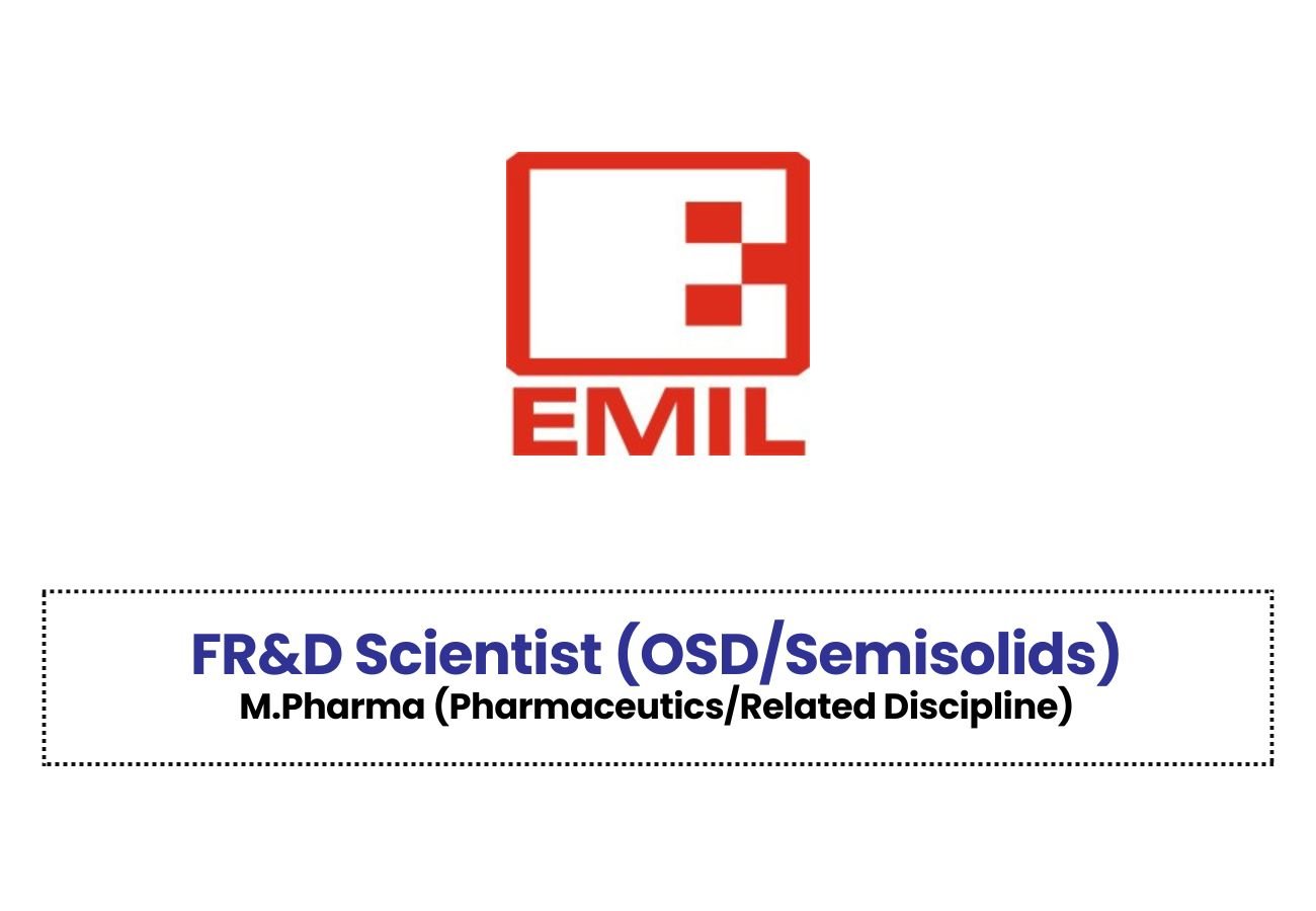 FR&D Scientist (OSD/Semisolids) Job at Emil Pharmaceuticals