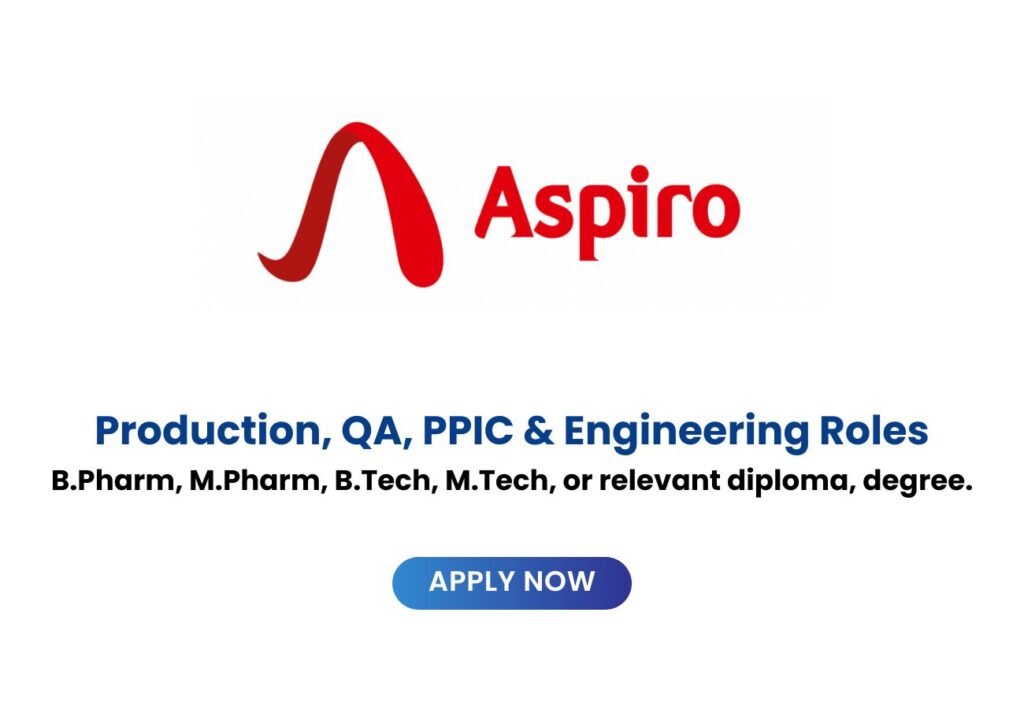 Aspiro Pharma Limited Hiring for Production, QA, PPIC & Engineering Roles