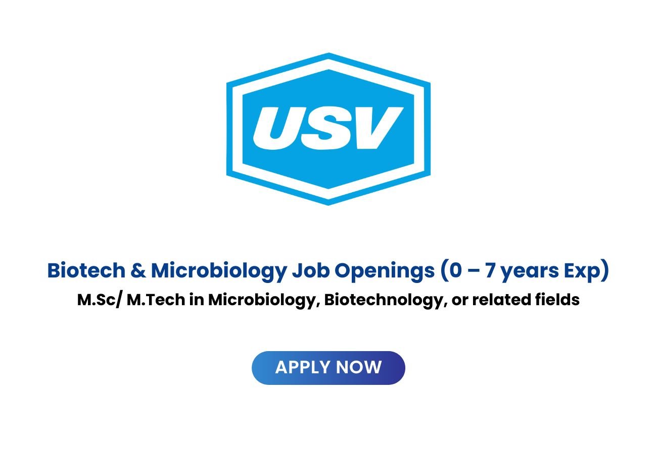 USV Pharmaceuticals Hiring for Biotech & Microbiology Job Openings (0 ...