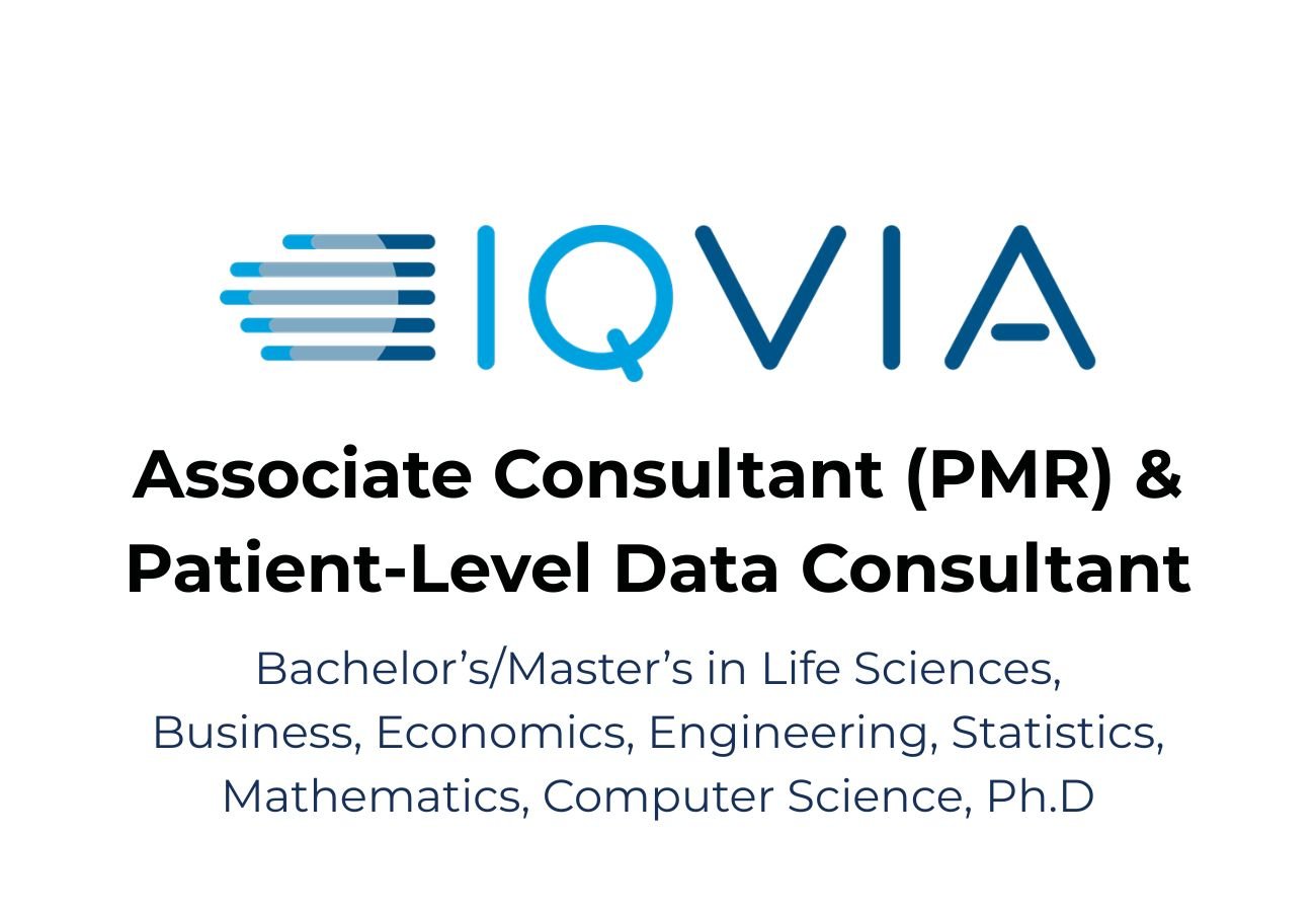 IQVIA Hiring: Associate Consultant (PMR) & Patient-Level Data Consultant