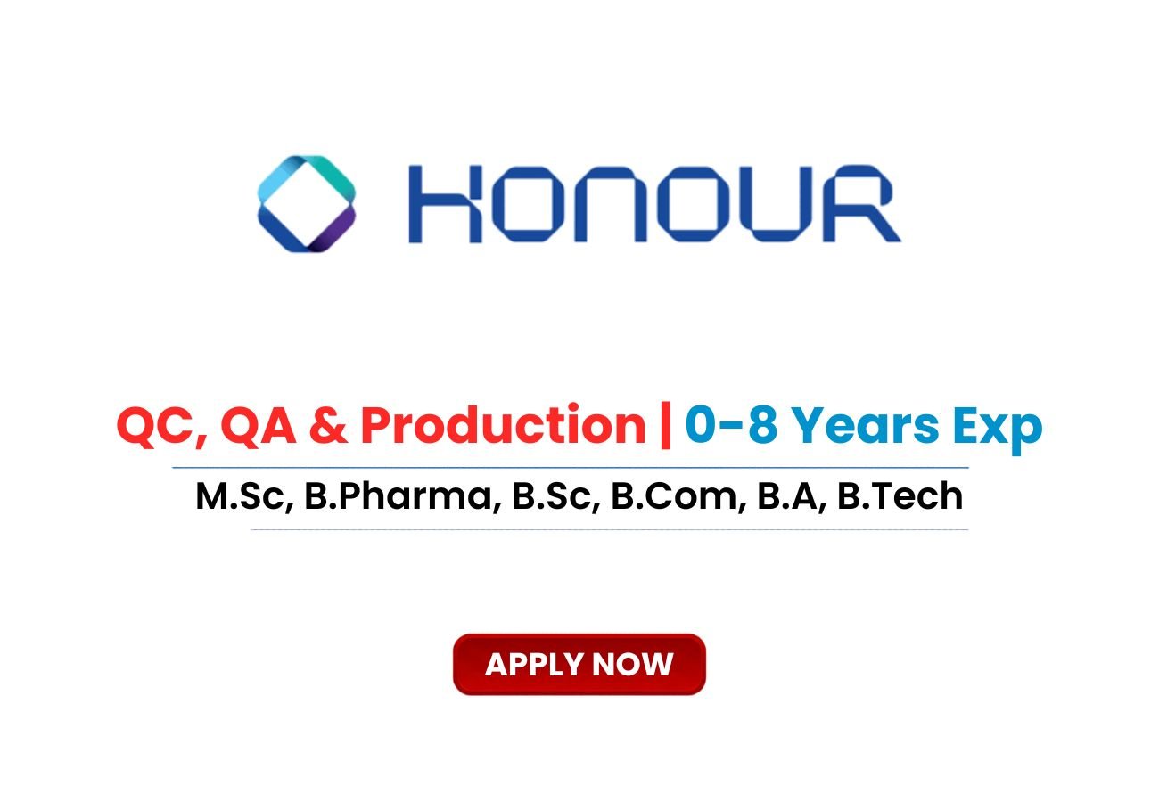 Honour Lab is Hiring FRESHERS for Production, QC, QA Job