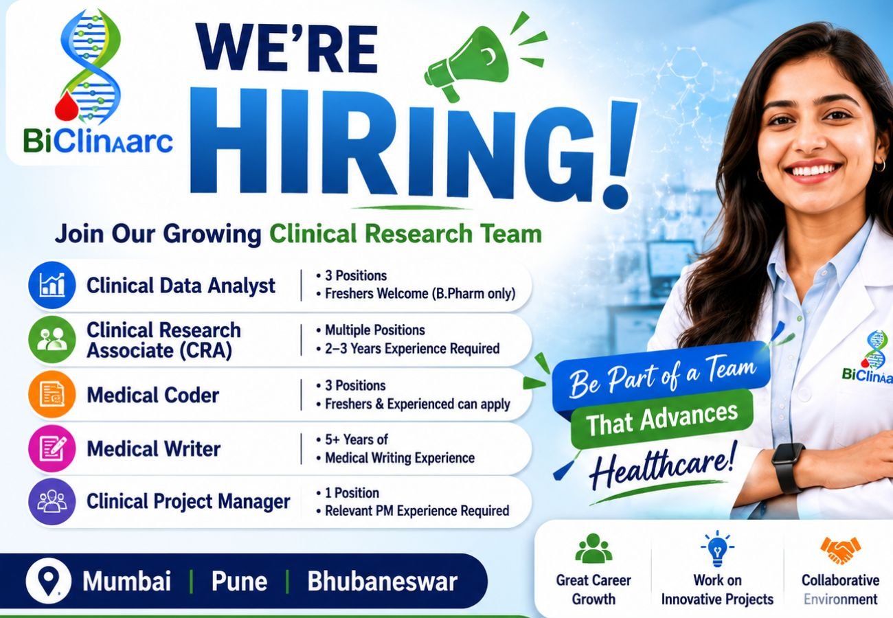Clinaarc Hiring Clinical Data Analysts, CRA, Medical Coders & More | 0 ...